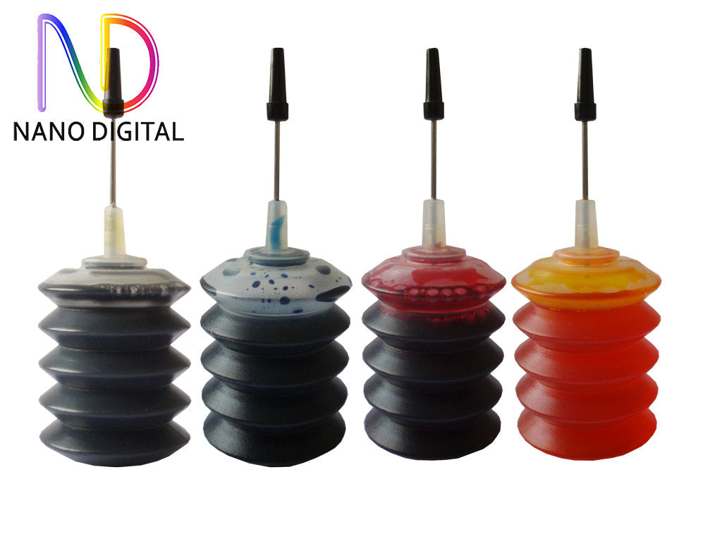 4 X 30ml Pigment Black and Dye Tri-Color Ink for HP Printers ...
